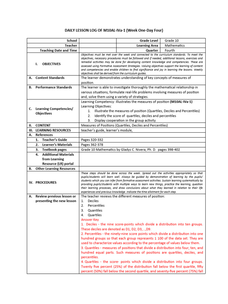 Illustating Quar, Dec, Per | PDF | Learning | Quartile