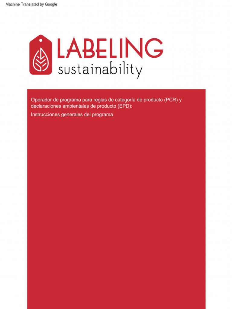 The General Program Instructions for Type III Environmental Product ...