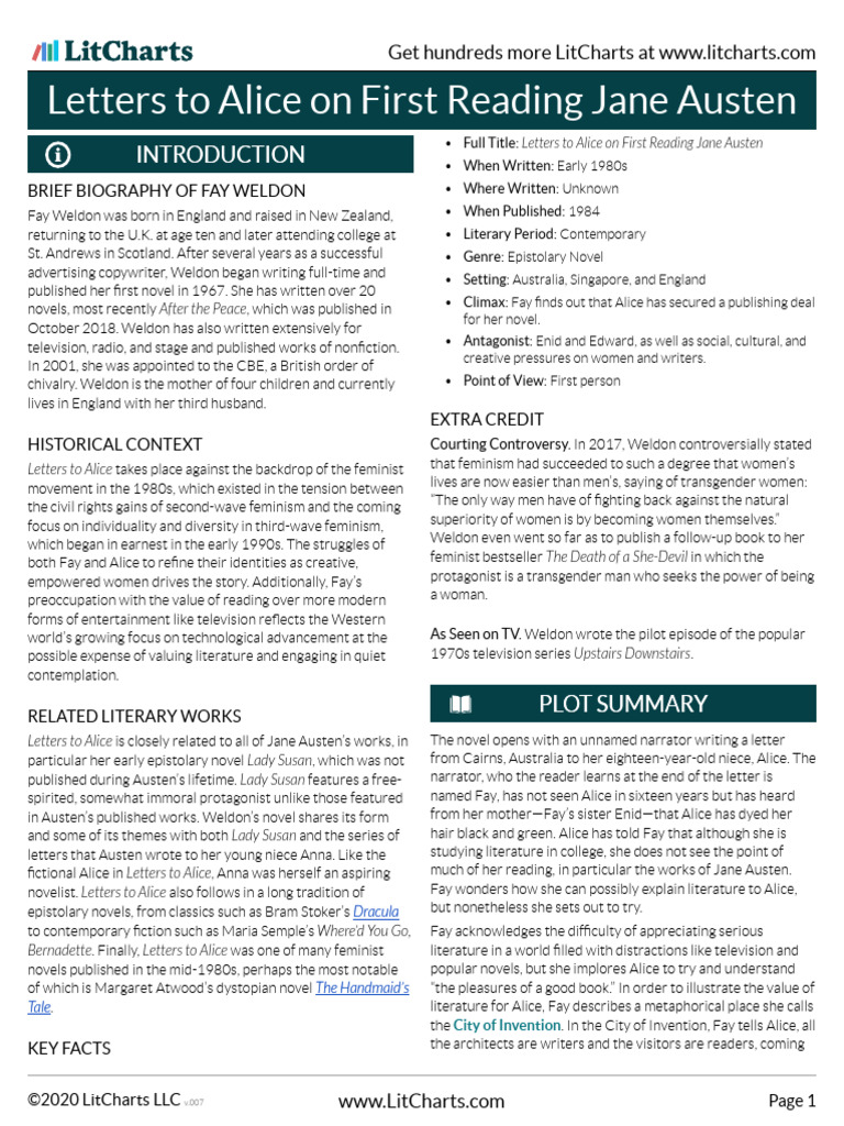 Letters To Alice On First Reading Jane Austen LitChart | PDF | Jane ...