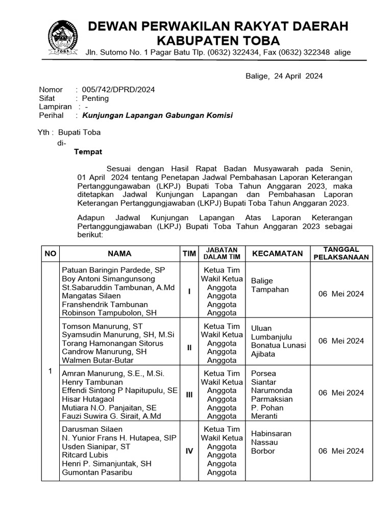 Tabel LKPJ 2023 | PDF