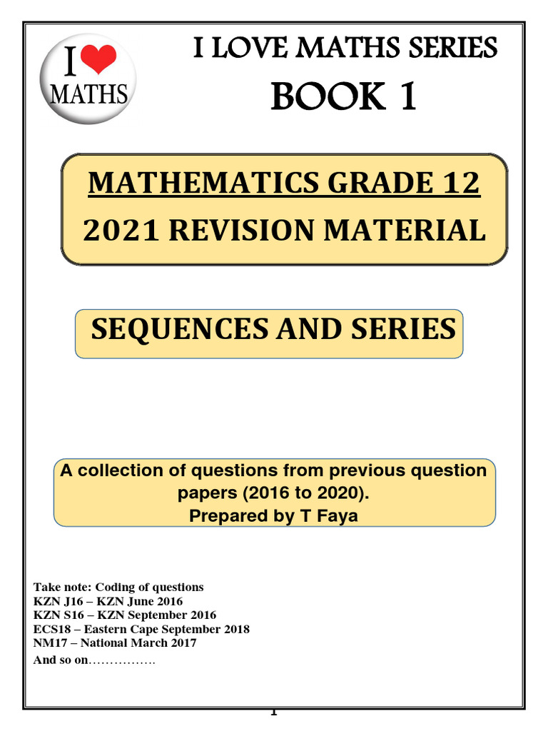 I Love Maths Series Book 1 - Sequences and Series | PDF | Sequence | Arithmetic