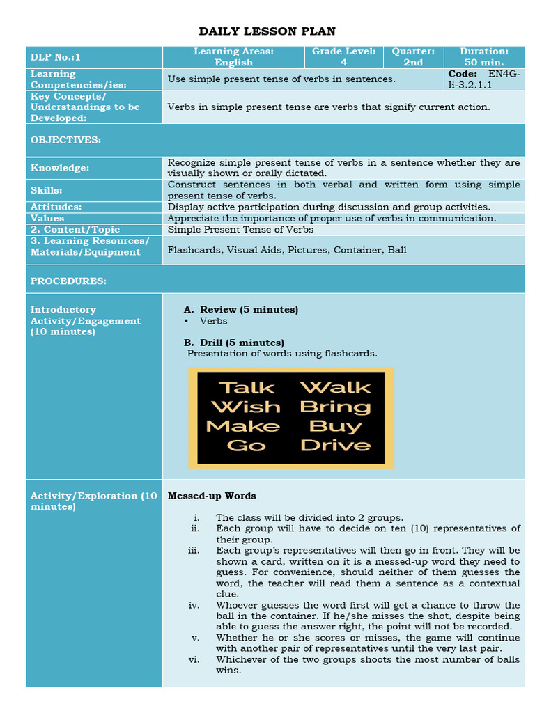 Simple Present Tense of Verb-Lesson Plan | PDF | Grammatical Number | Verb