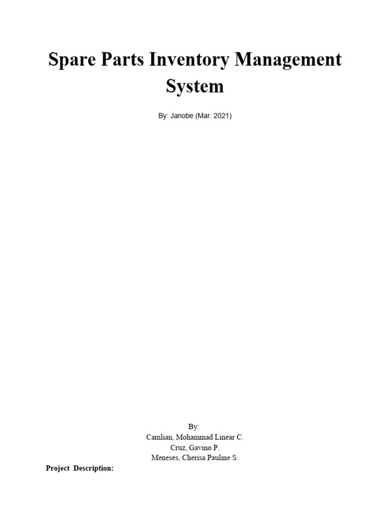 Spare Parts Inventory Management System | PDF | User Interface | Usability