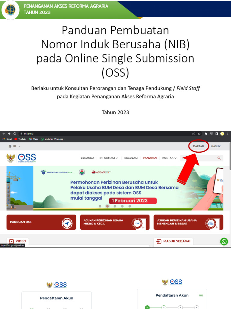 Alur Pendaftaran Akun OSS | PDF