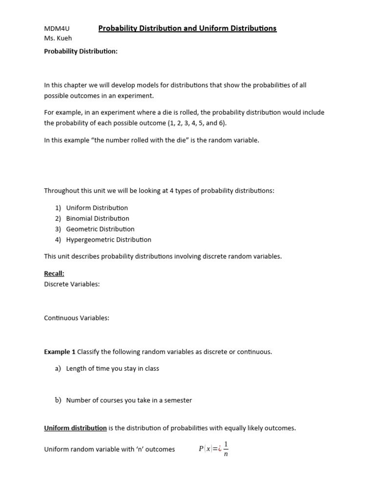 lesson-1-probability-distribution | PDF | Probability Distribution | Random Variable