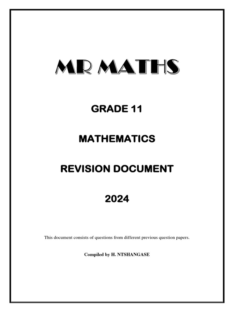 MR Maths - Grade 11 Revision | PDF | Circle | Cartesian Coordinate System