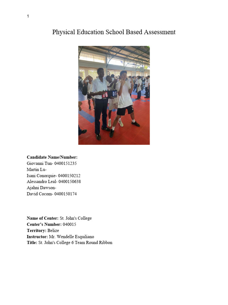 Physical Education School Based Assessment (1) | PDF | Sports