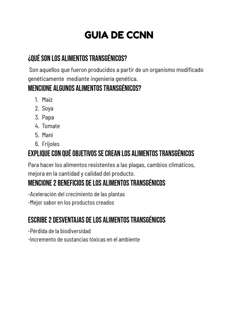 Alimentos Transgénicos: Beneficios y Riesgos | PDF