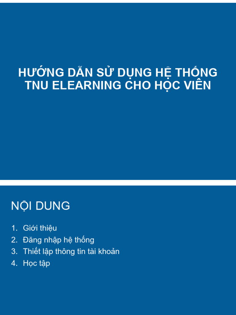 Bài 5 - Hướng dẫn sử dụng Hệ thống TNU eLearning | PDF