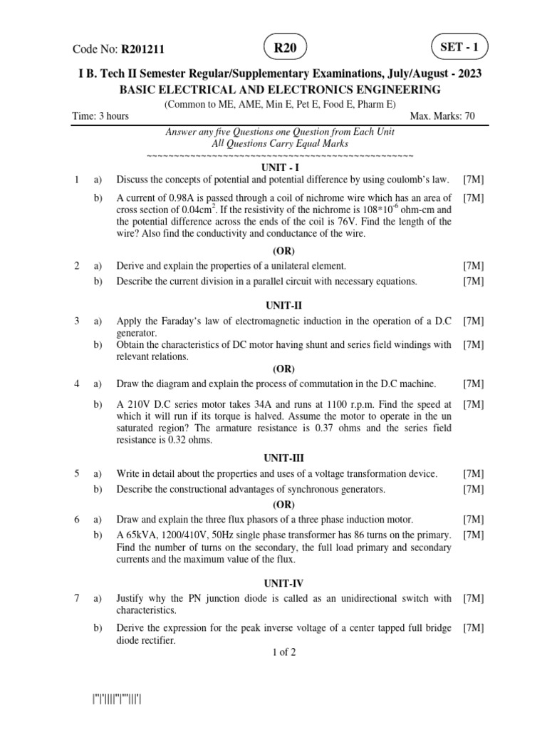 Basic Electrical & Electronics Exam Guide | PDF | Electrical Equipment ...
