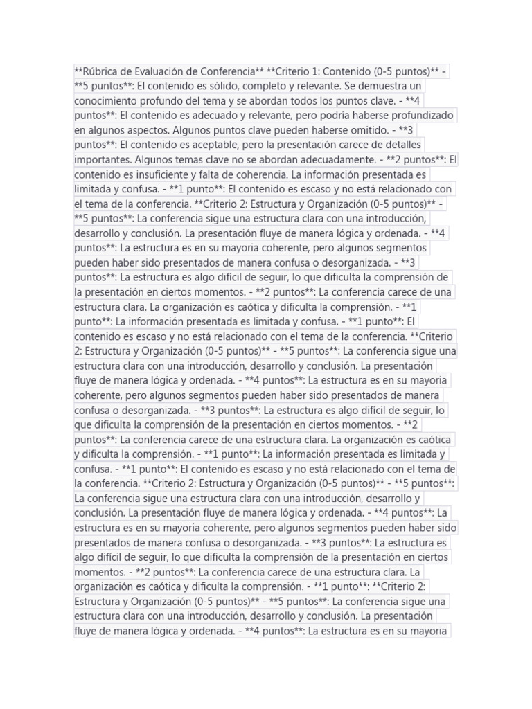 Criteriso para Evaluar Exposiciones. | PDF