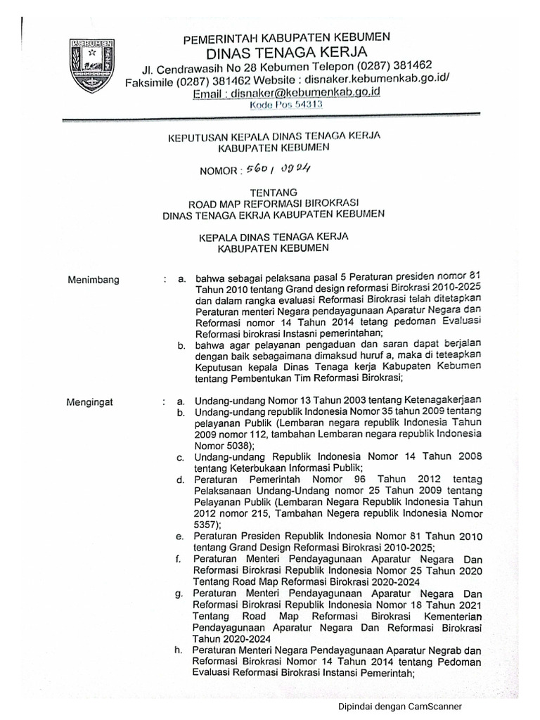 SK Road Map Dinas | PDF