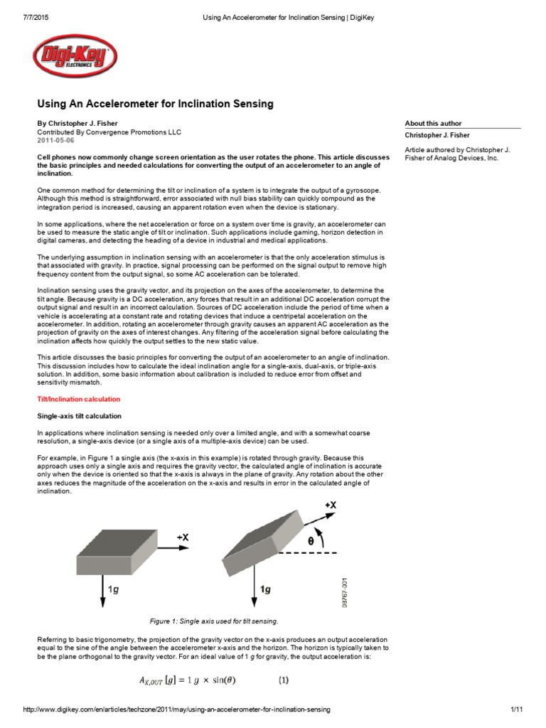 Accelerometer Inclination Sensing Guide | PDF | Accelerometer | Angle