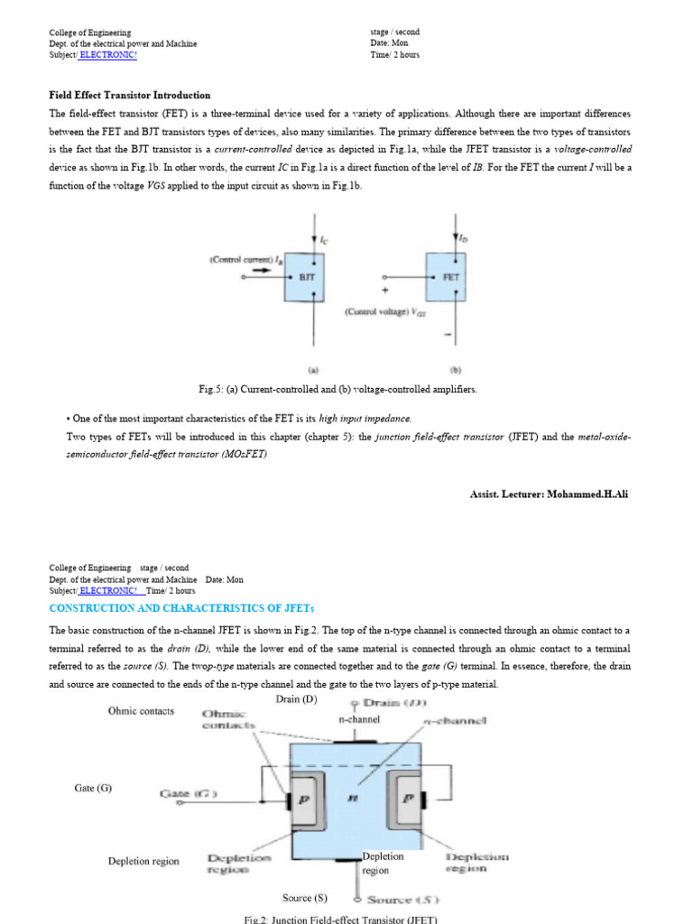 Lecture 8 | PDF | Field Effect Transistor | Transistor