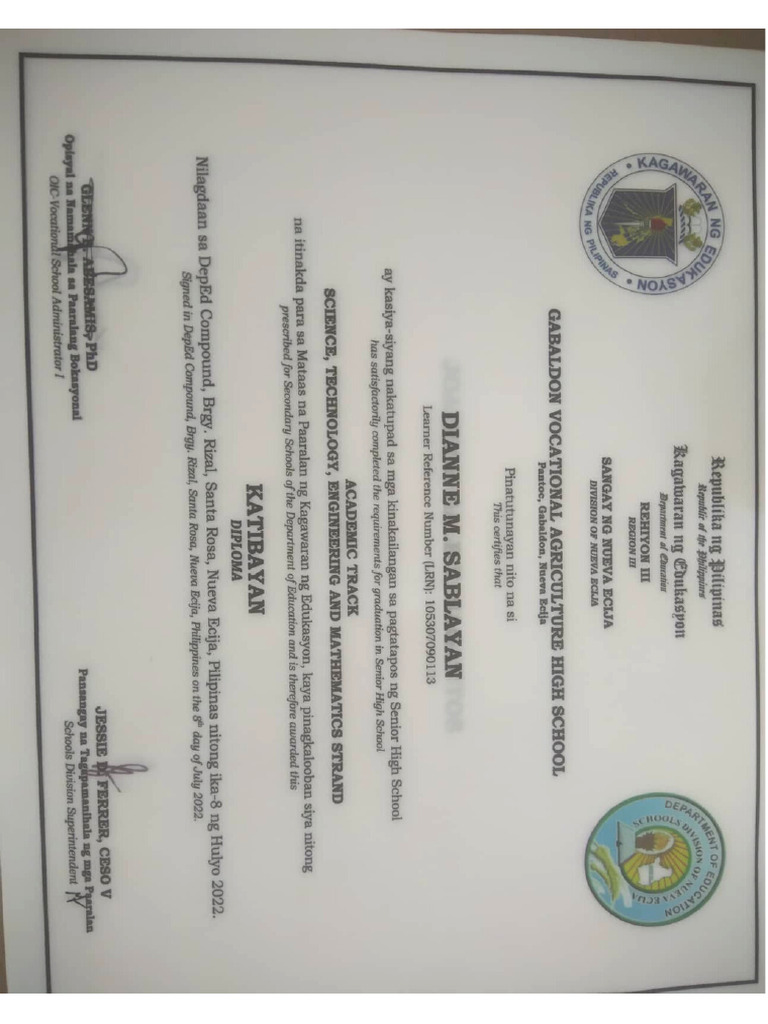 Senior Highschool Diploma | PDF