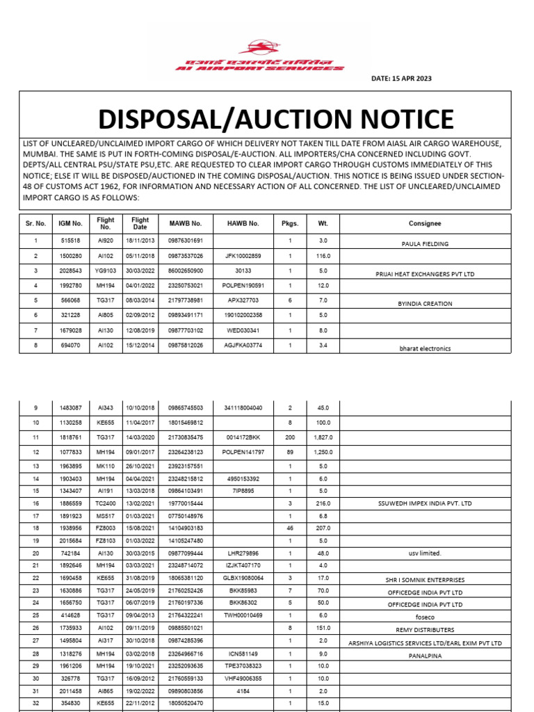 DISPOSAL AUCTION NOTICE | PDF