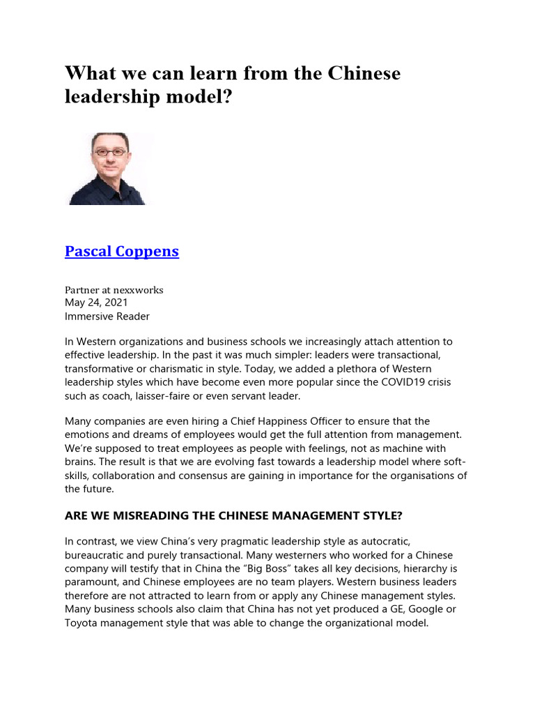 Insights on Chinese Leadership Styles | PDF | Leadership | Confucianism