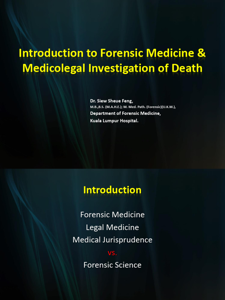 Introduction To Forensic Medicine | PDF | Coroner | Autopsy