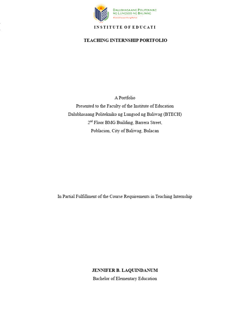 Jenniferb. Laquindanum-Porfolio | PDF | Educational Assessment | Learning