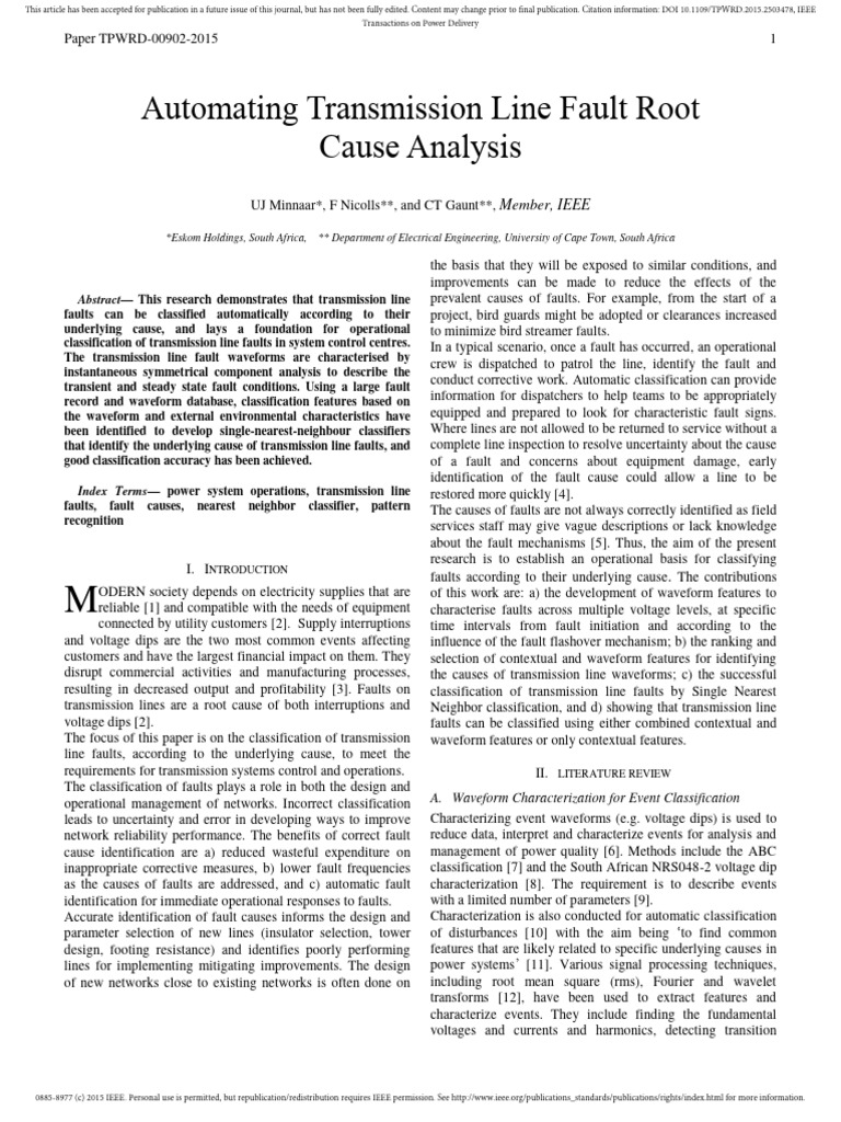 Automating Transmission Line Fault Root | PDF | Statistical Classification | Electric Power ...