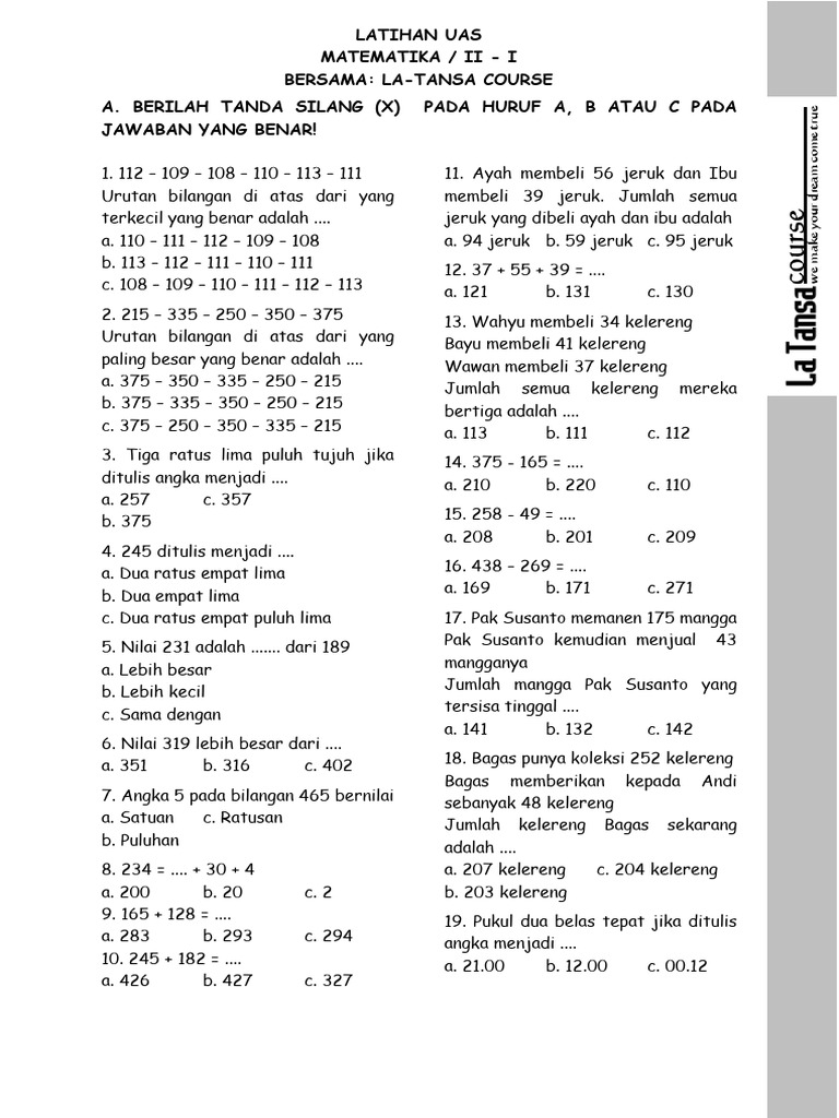 Uas MTK Ii - I | PDF