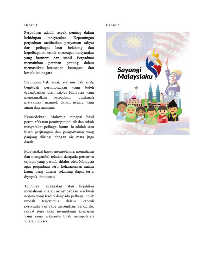Soalan Bahasa Melayu Bahan 1 Dan Bahan 2 | PDF