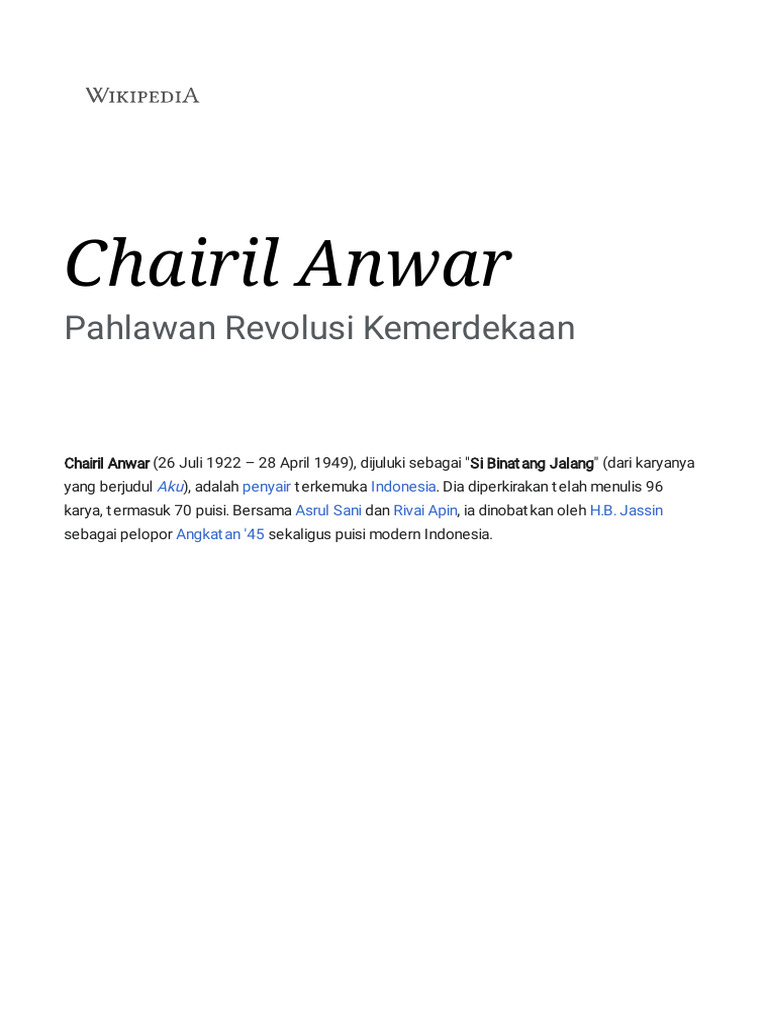Chairil Anwar - B.INDONESIA | PDF
