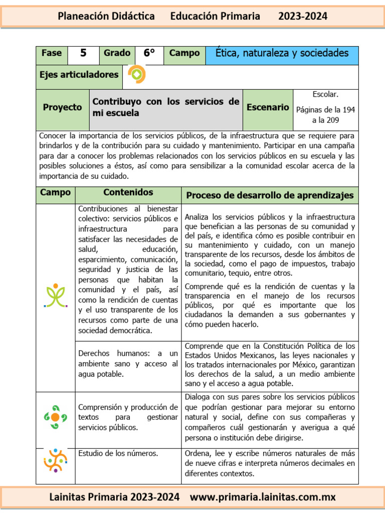 6to Grado Noviembre - 05 Contribuyo Con Los Servicios de Mi Escuela (2023-2024) | PDF | Escuelas ...
