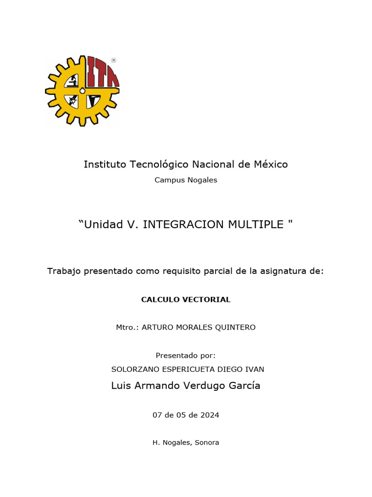 Unidad V. INTEGRACION MULTIPLE | PDF | Métodos y materiales de ...