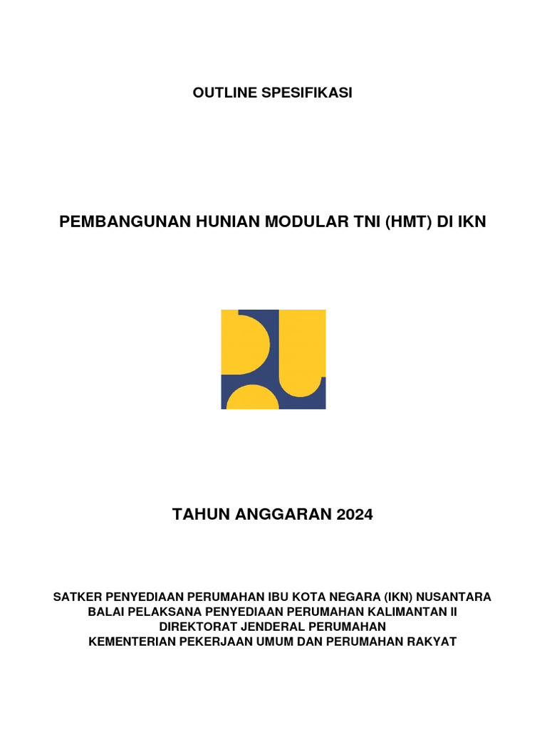 OUTSPEK Pembangunan Hunian Modular TNI HMT Di IKN2404 | PDF