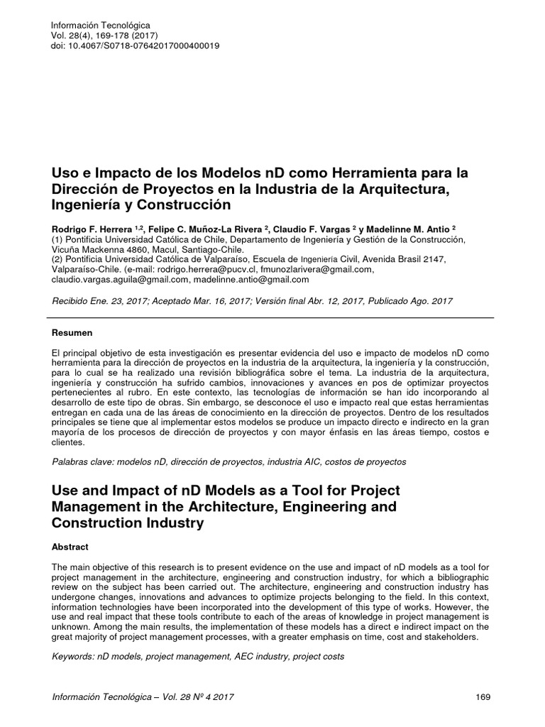Uso e Impacto de los Modelos nD como Herramienta para la arquitectura e IC | PDF | Presupuesto ...