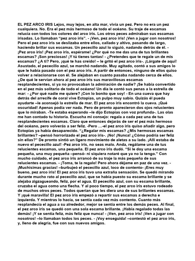 EL PEZ ARCO IRIS | PDF | Arco iris | Pescado