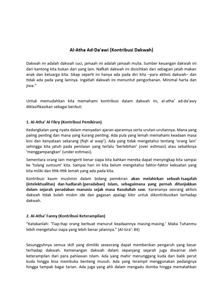 Kontribusi Da'wah Beserta Kiat Kiatnnya | PDF