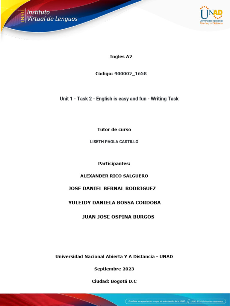 Anexo 1 - Task 2 - English Is Easy and Fun. Writing Task | PDF | Grammar | Language Mechanics