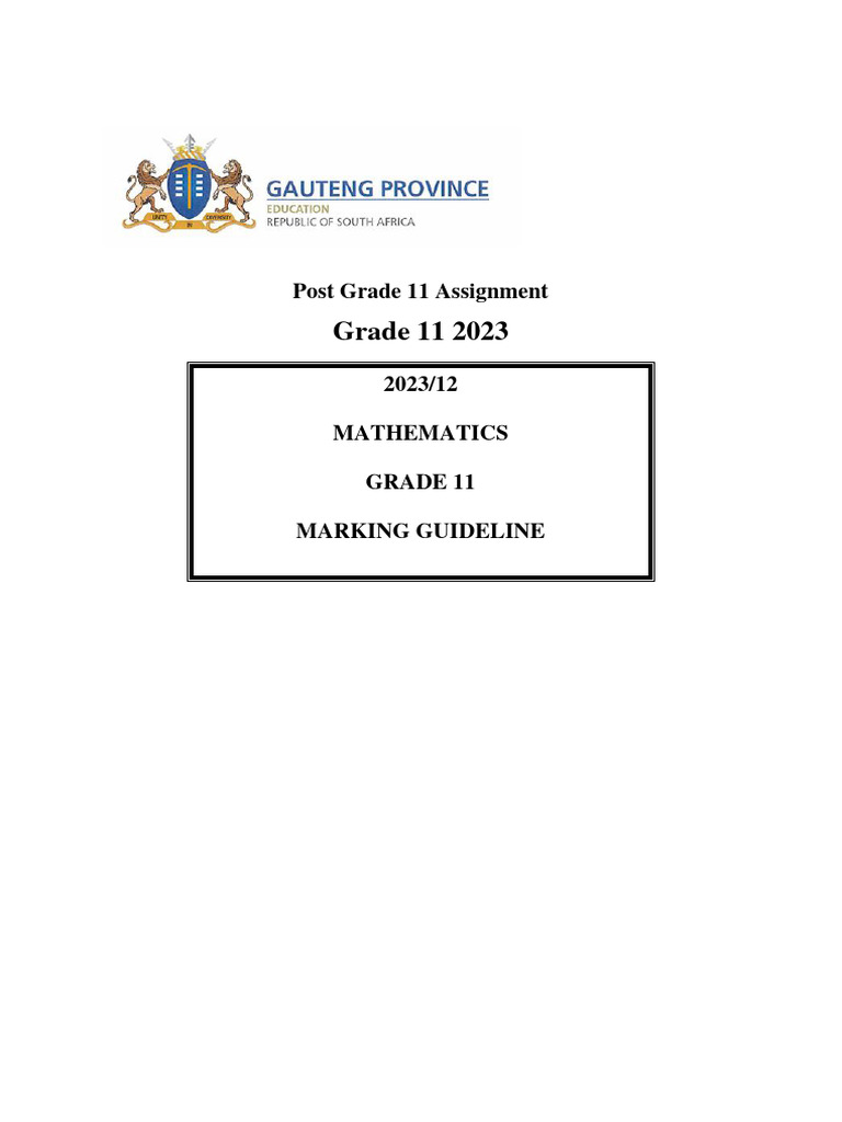 Grade 11 Mathematics Marking Guidelines | PDF | Combinatorics | Complex ...