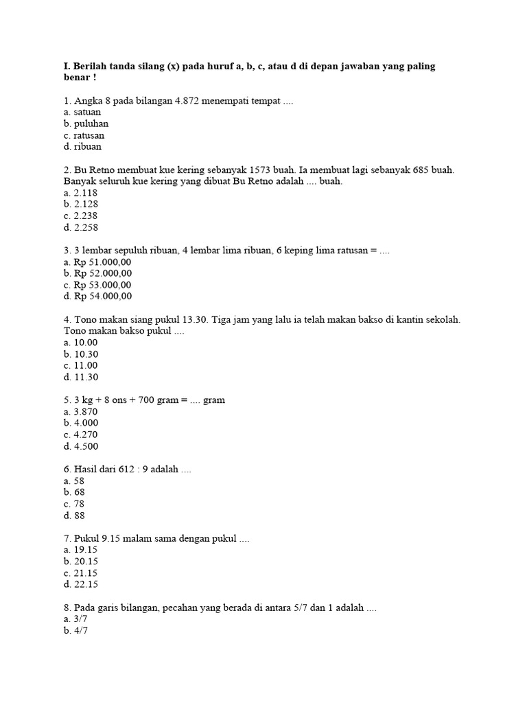 Soal Pas 2 Matematika | PDF