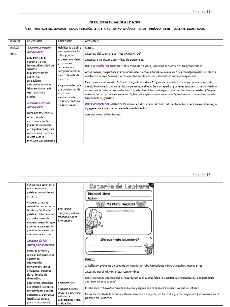 Secuencia Los Tres Chanchitos 2do Abril Pdf