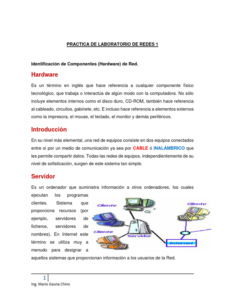 PRACTICA DE LABORATORIO DE REDES 1 | PDF | Red de computadoras | Controlador de interfaz de red
