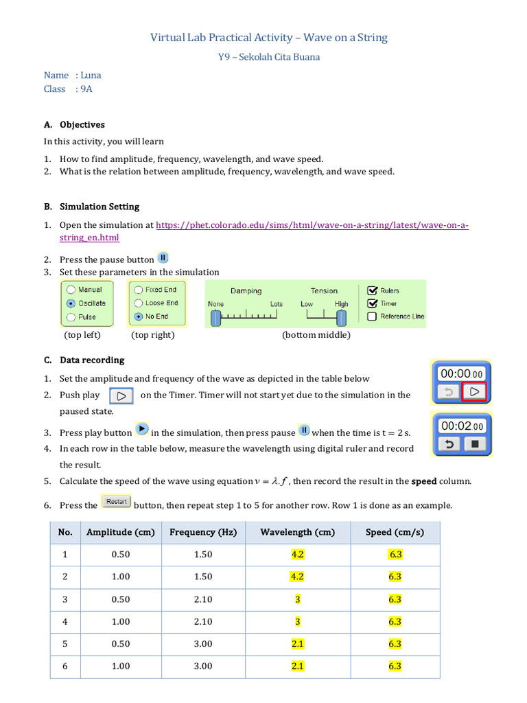 Luna Physics Virtual Lab | PDF | Wavelength | Waves