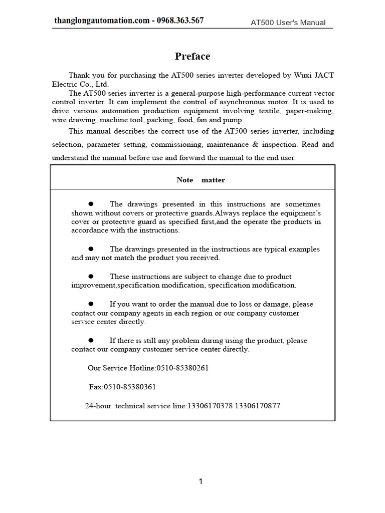 AT500 Jact - Manual | PDF | Power Inverter | Electric Motor