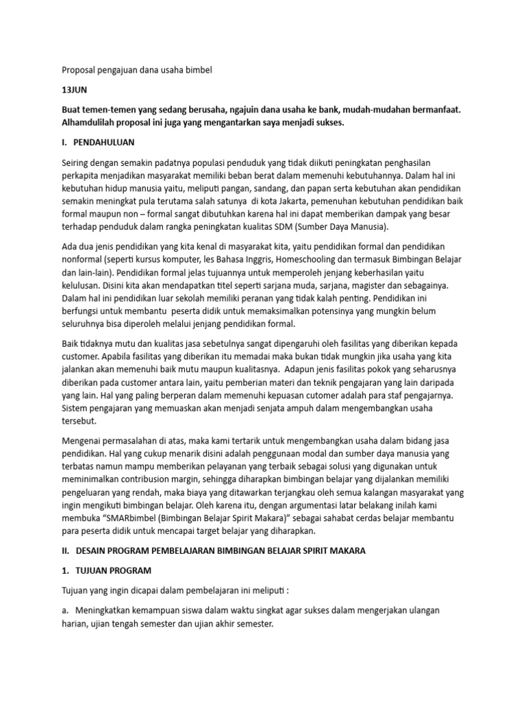 Proposal Pengajuan Dana Usaha | PDF