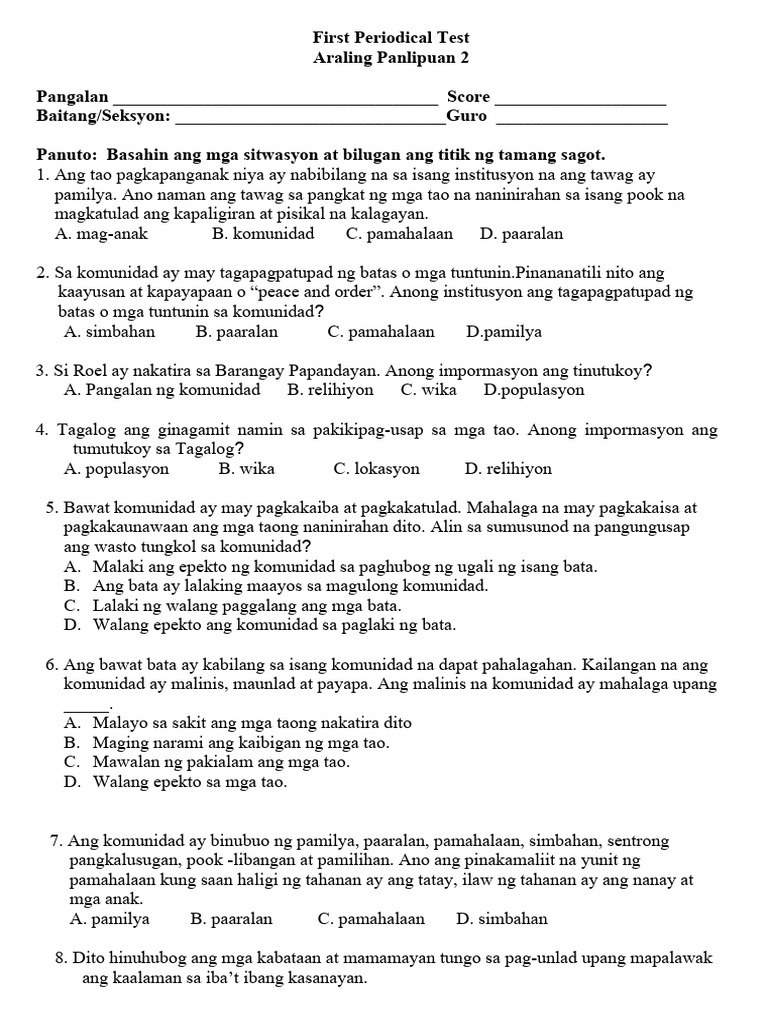 First Periodical Test in Ap | PDF