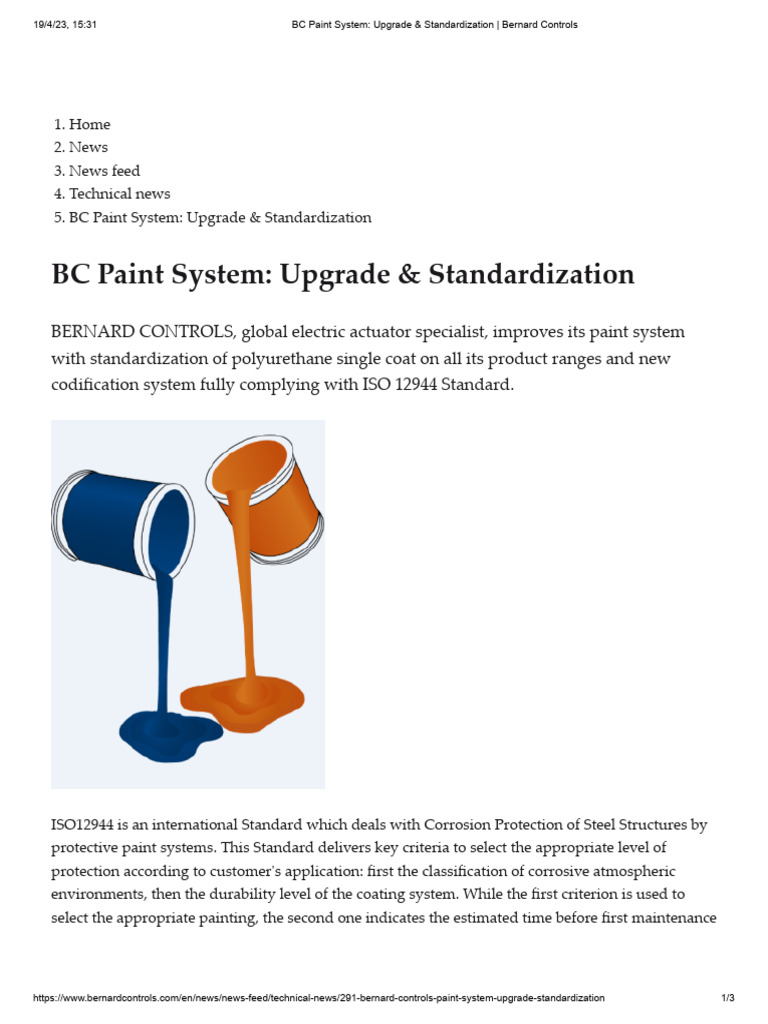 BC Paint System - Upgrade & Standardization - Bernard Controls | PDF | Paint | Standardization