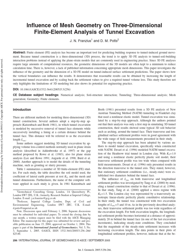 Franzius e Potts - 2005 - Influence of Mesh Geometry On Three-Dimensional Fi | PDF | Finite ...