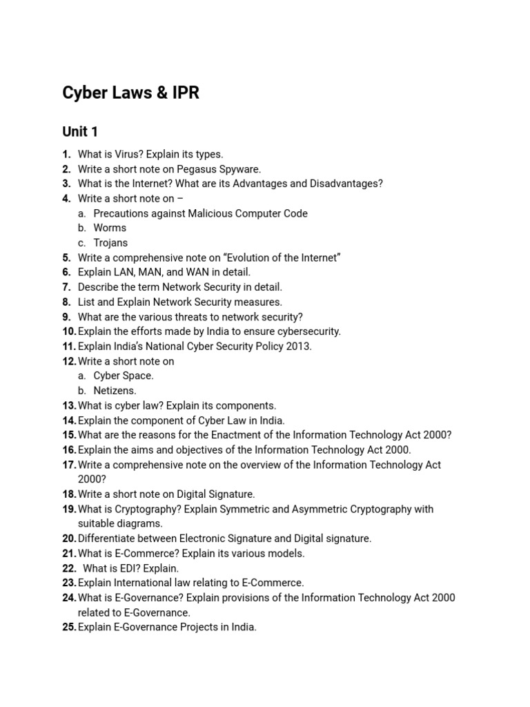 Cyber Laws & IPR | PDF | Security | Computer Security