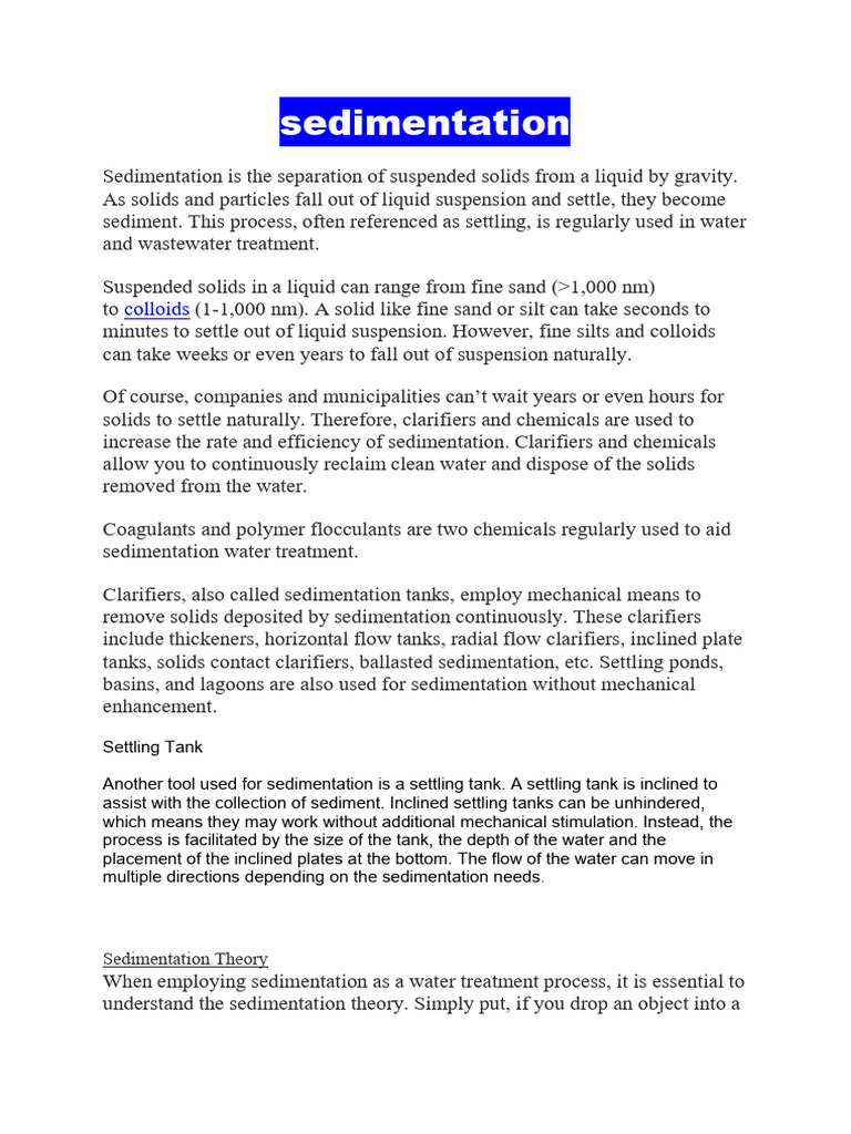 sedimentation | PDF | Liquids | Mechanics