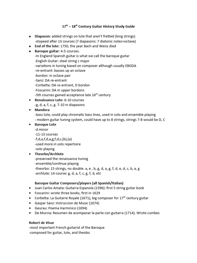 Baroque History Study Guide | PDF | Suite (Music) | Musical Instruments