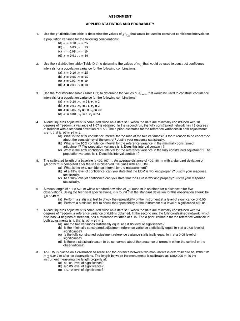 APPLIED STATISTICS AND PROBABILITY - Assignment2 | PDF | Variance | Statistics