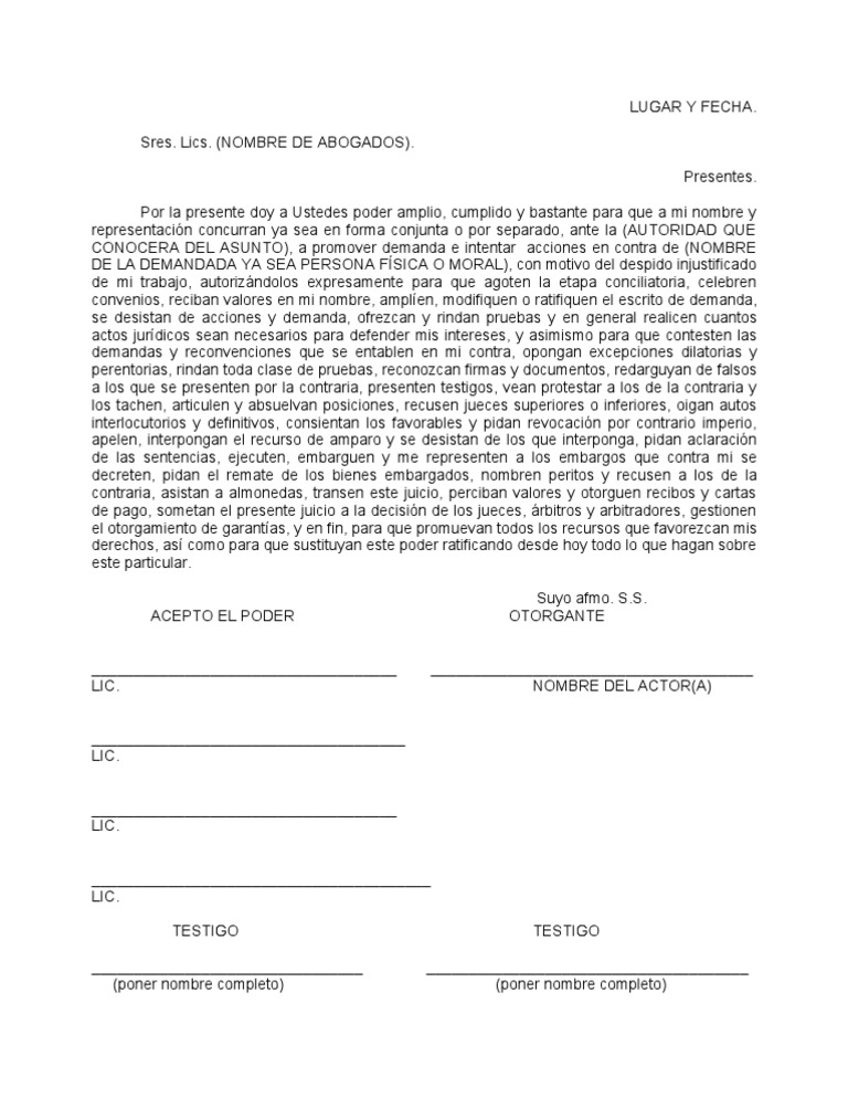 Carta Poder para Juicio Laboral | PDF