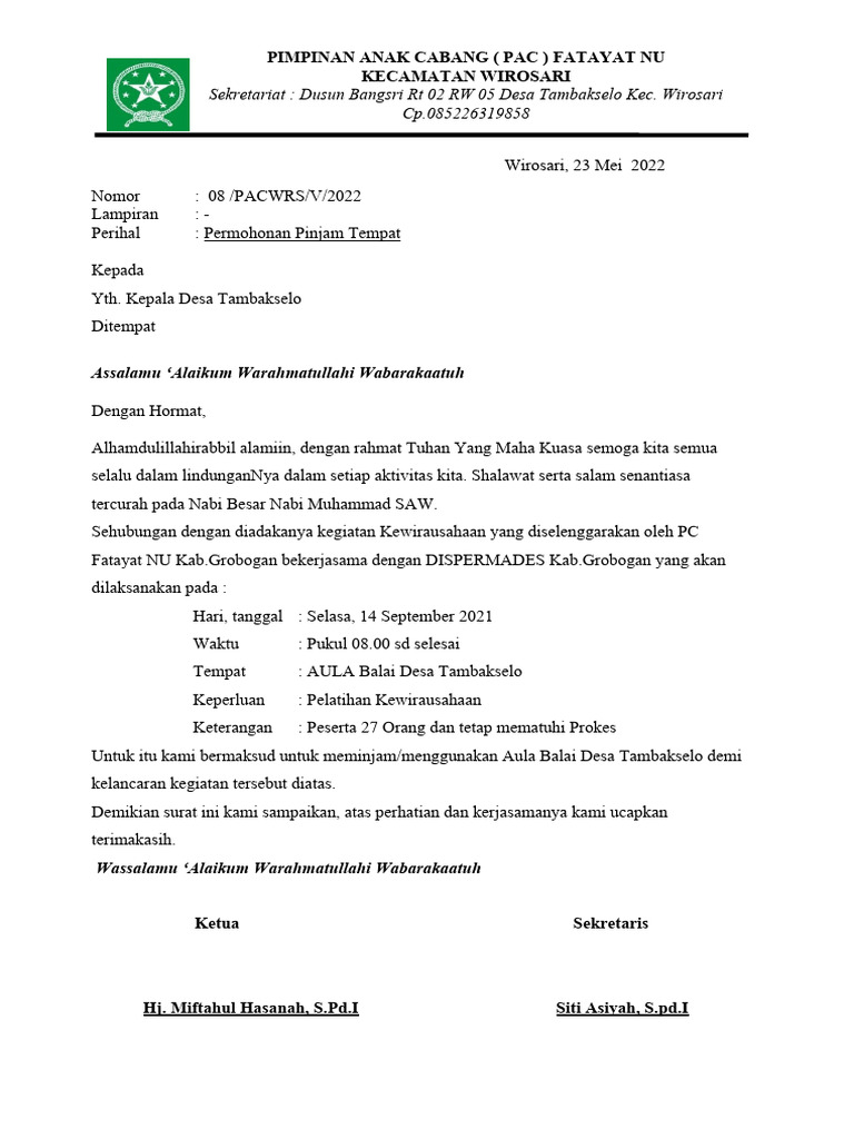 Undangan Fatayat | PDF